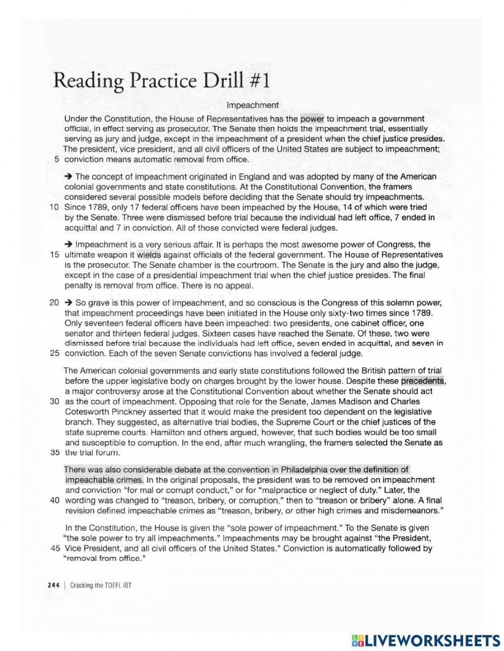 Reading Drill 1 worksheet | Live Worksheets