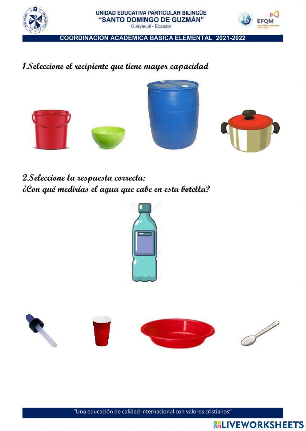 MEDIDA DE CAPACIDAD 1 online exercise for | Live Worksheets