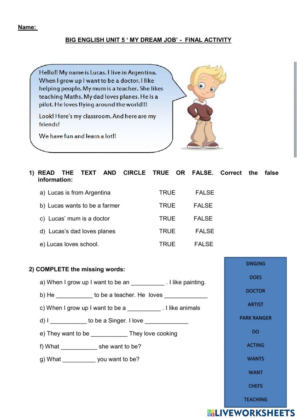 Final activity … | Free Interactive Worksheets | 1554010