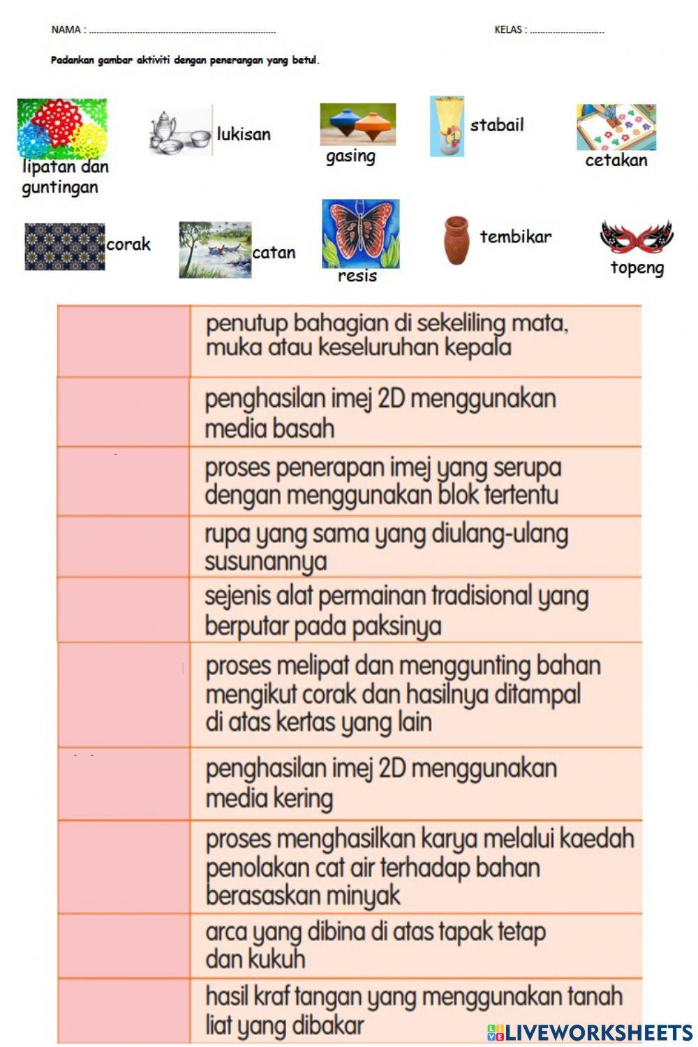 Ulangkaji psv tahun 2 worksheet | Live Worksheets