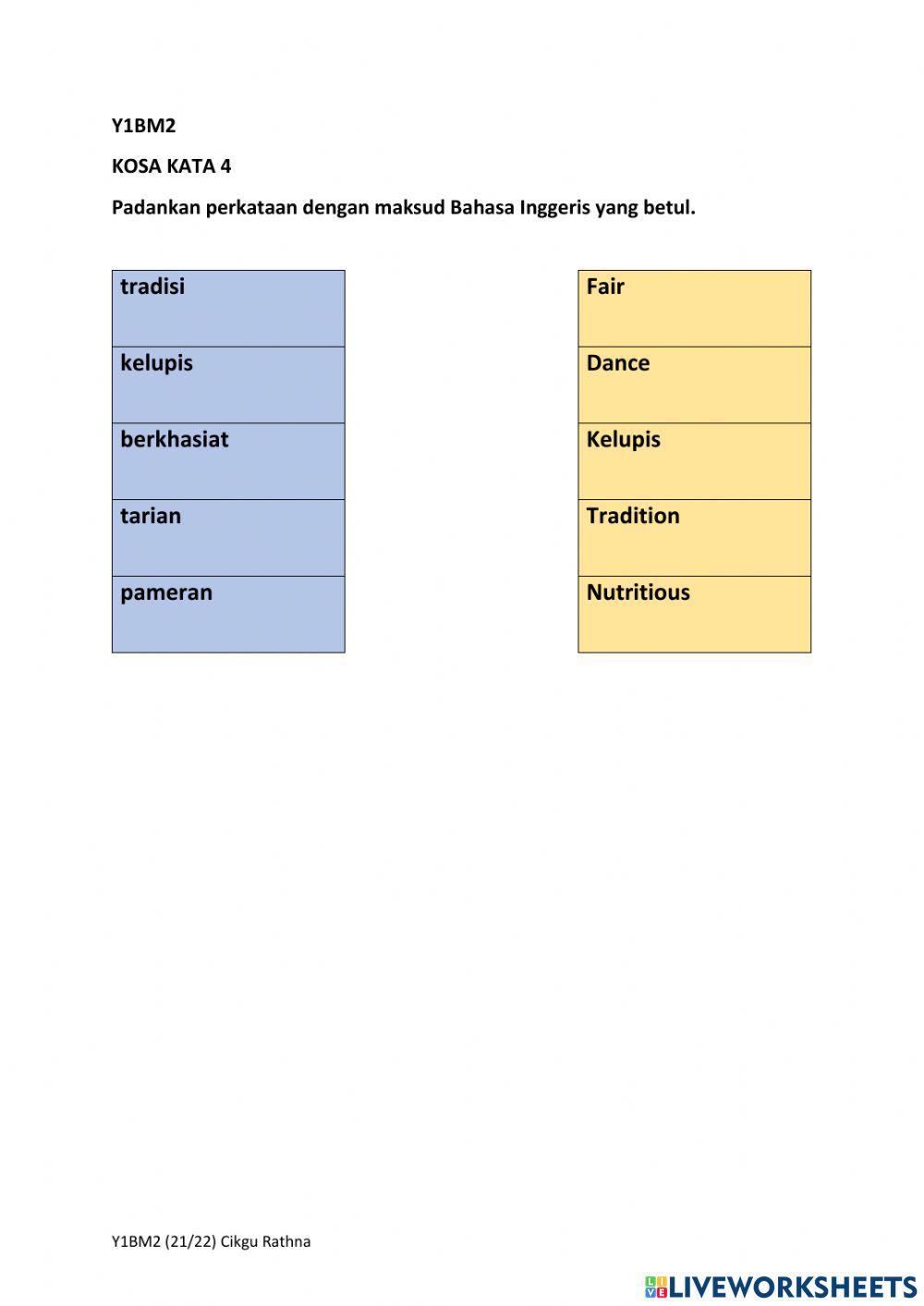 Kosa Kata 4 interactive worksheet | Live Worksheets