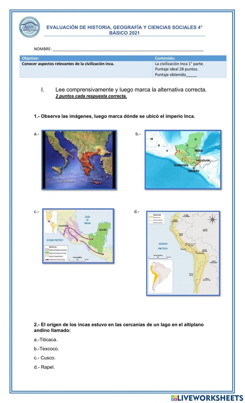 Los incas | Free Interactive Worksheets | 1554549
