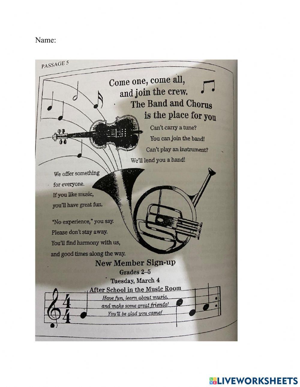 Reading Comprehension online exercise for 6 | Live Worksheets