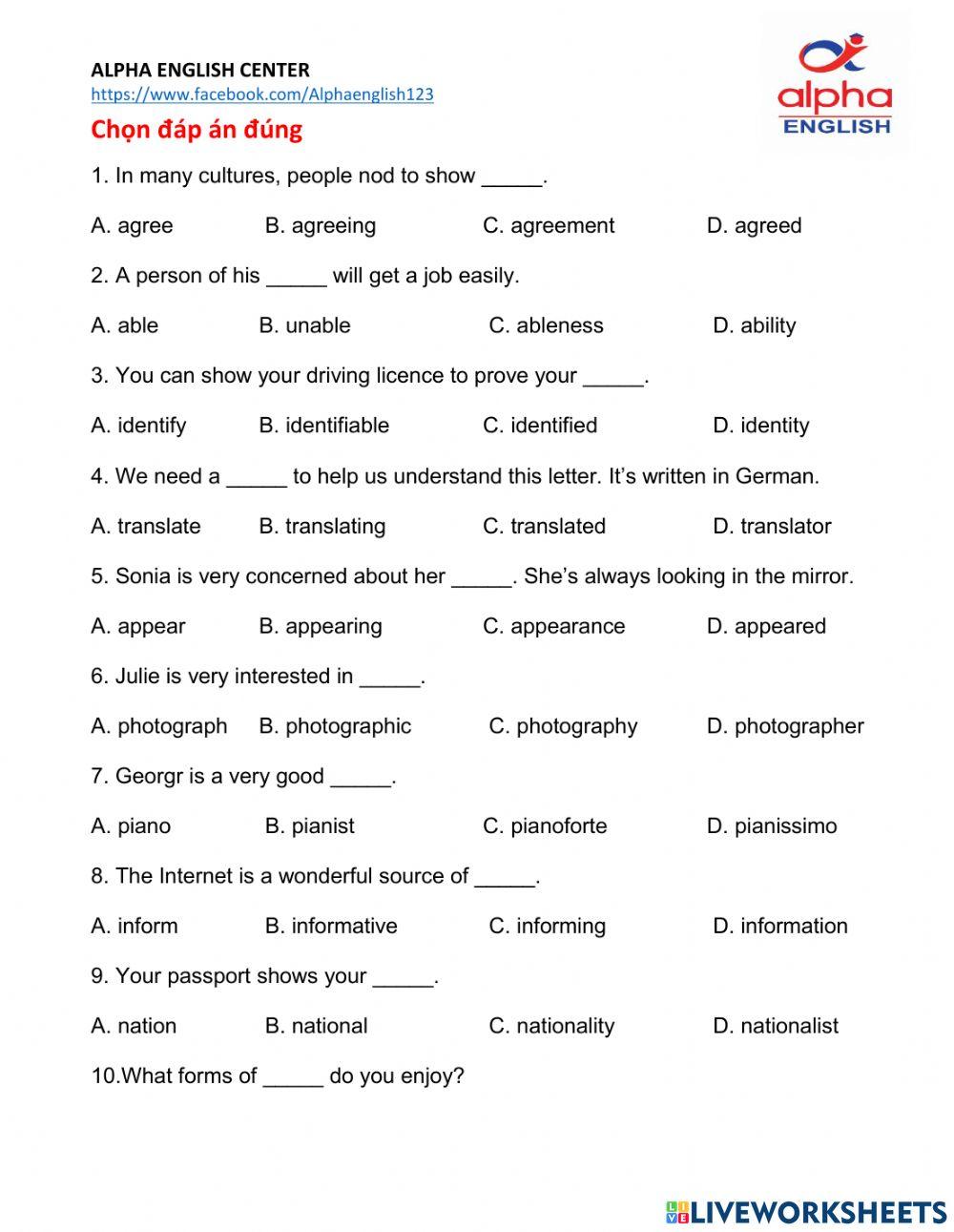Noun exercise for 6 | Live Worksheets