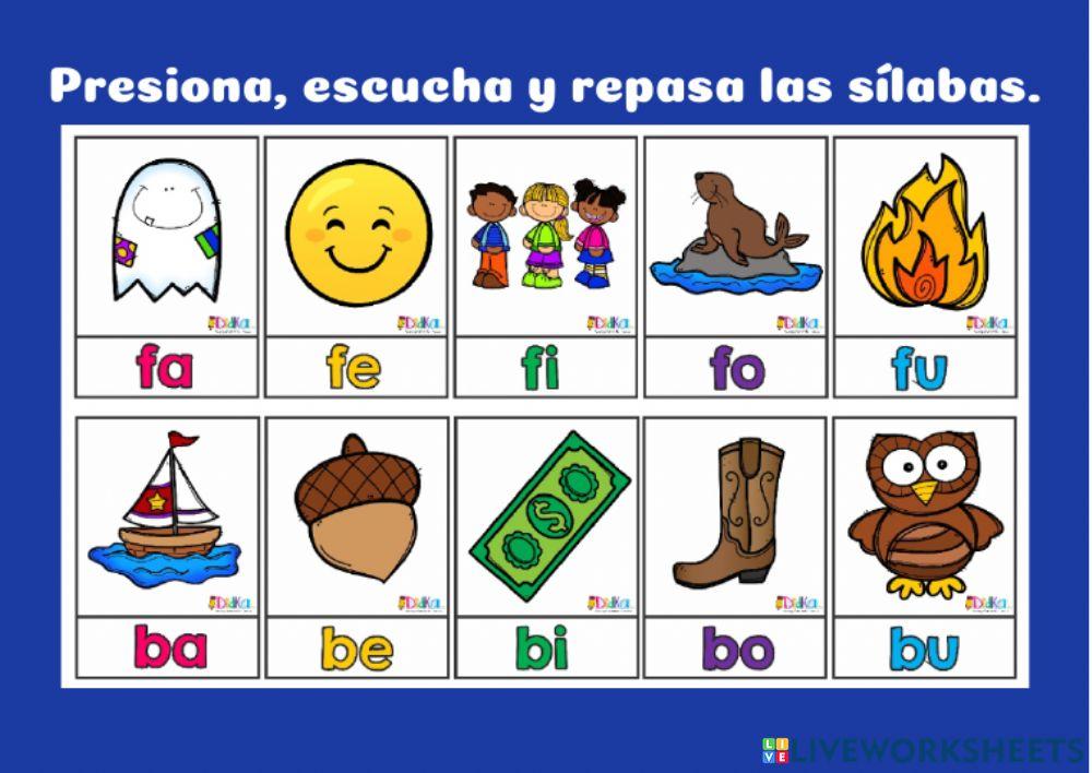 Escuhar y repetir: letra F-f y B-b worksheet | Live Worksheets