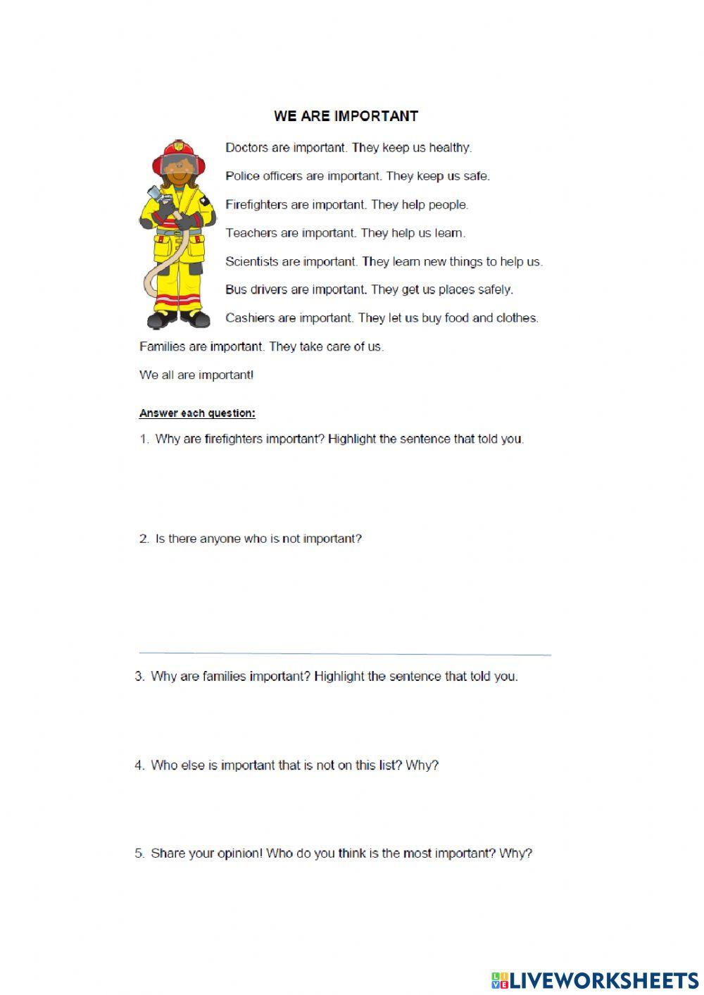 Important Reading worksheet | Live Worksheets