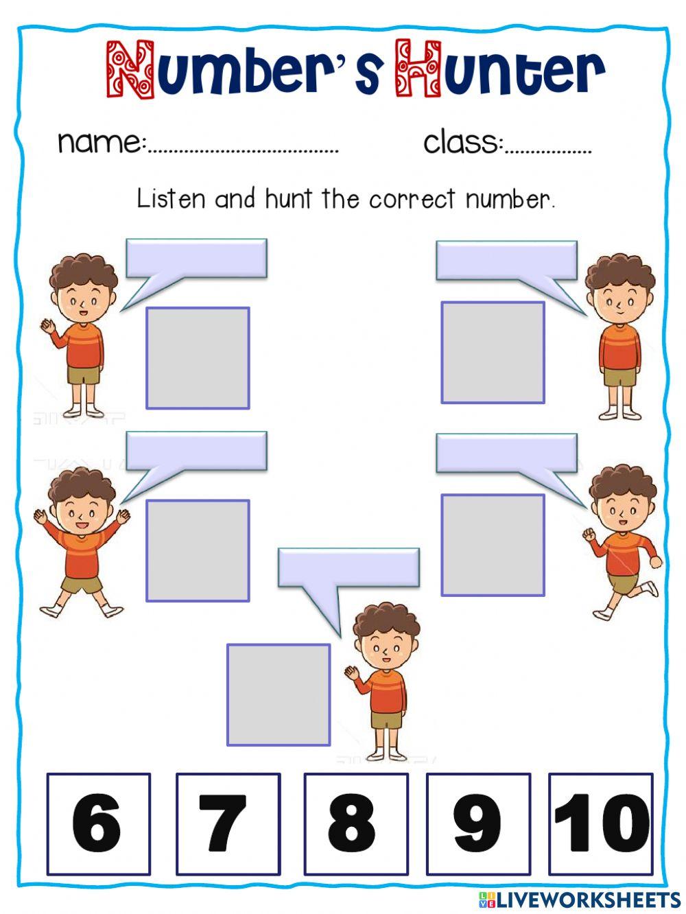 Number's Hunter… | Free Interactive Worksheets | 1555239