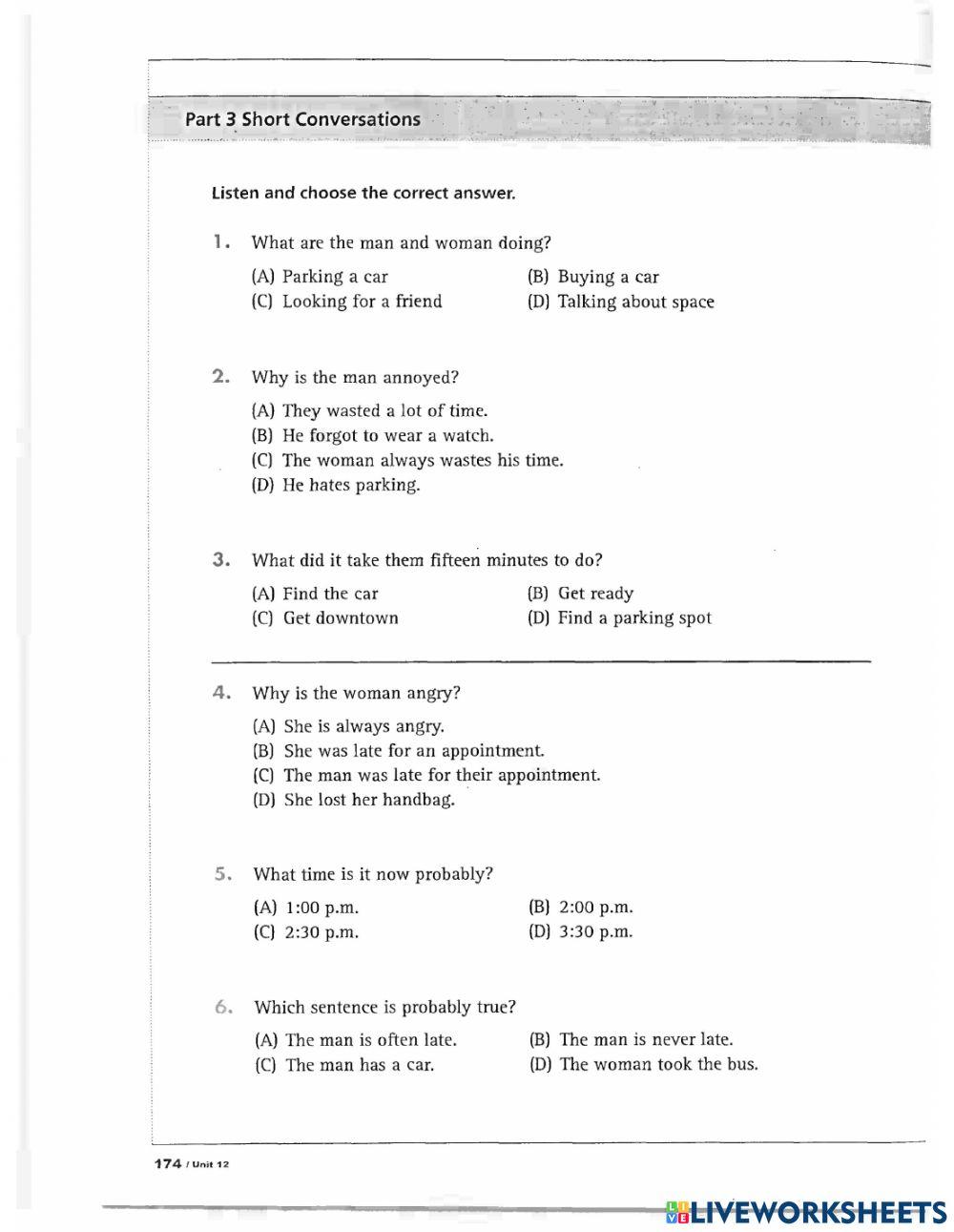 Listening online exercise for beginer | Live Worksheets