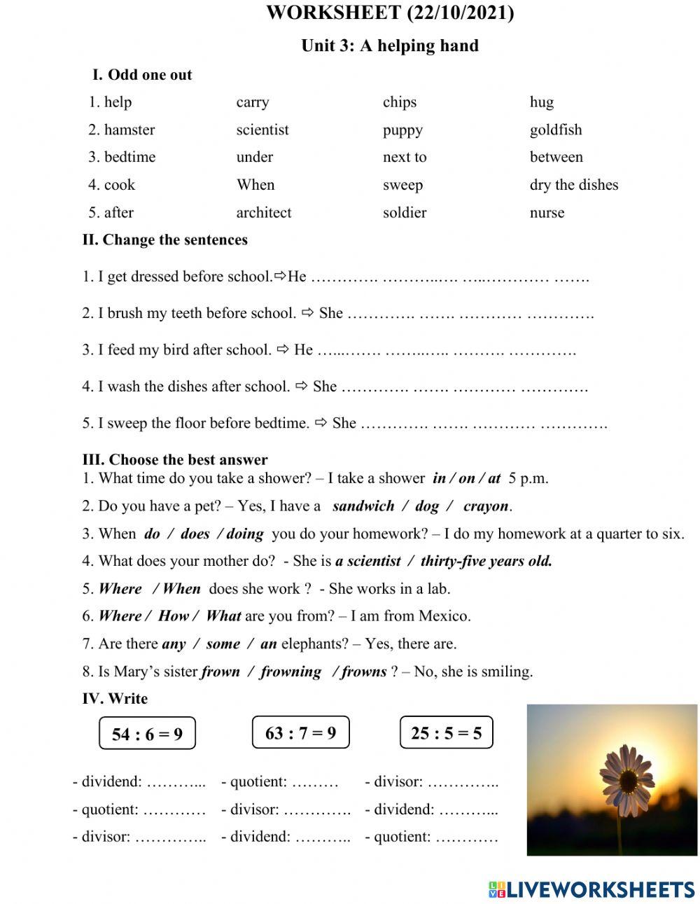 Grade 3 - 22.10.2021 interactive worksheet | Live Worksheets