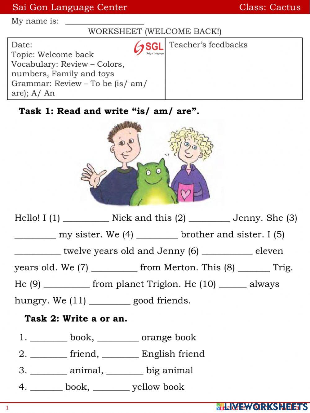 Welcome back interactive activity | Live Worksheets