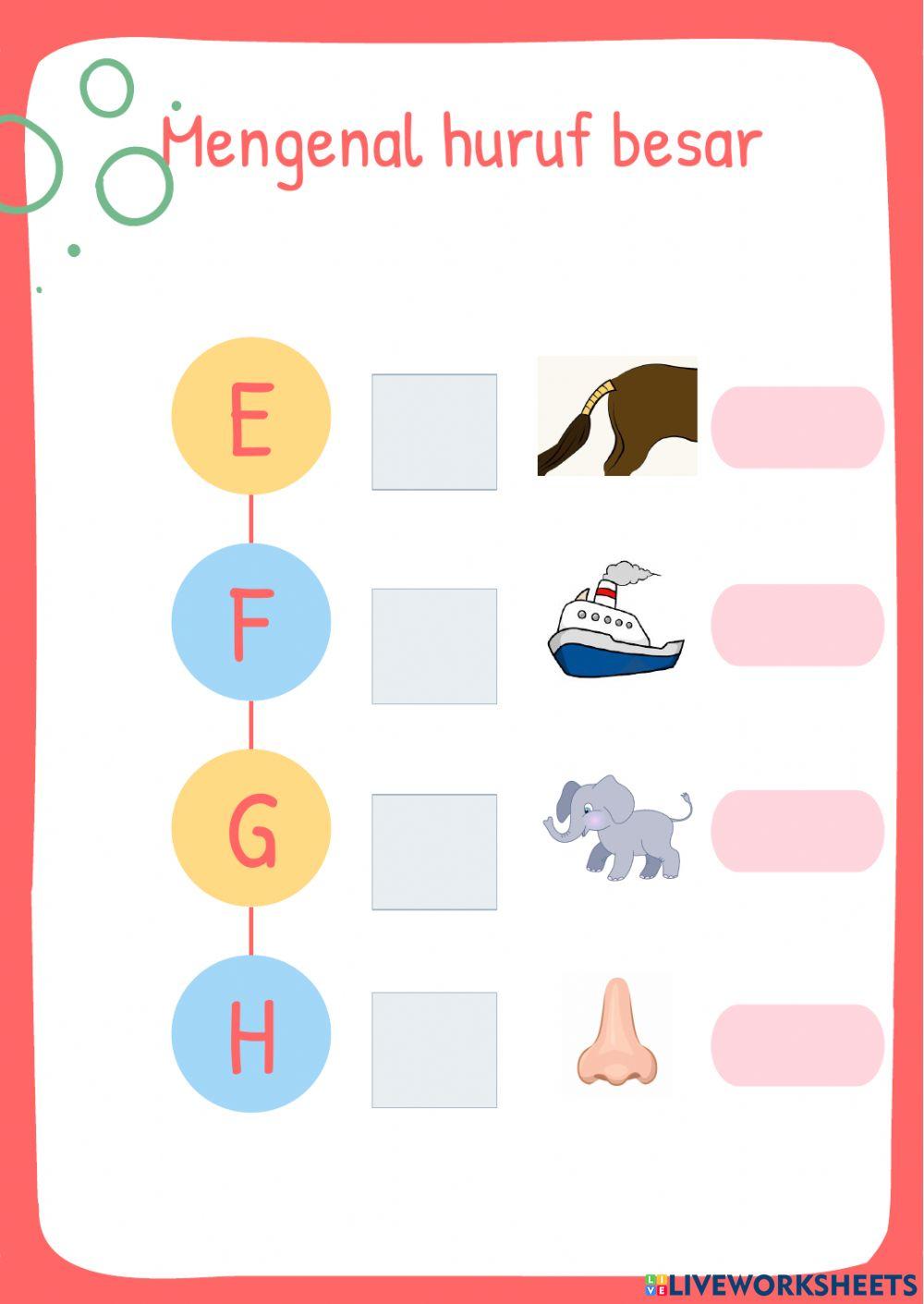 Mengenal huruf besar worksheet for Pra | Live Worksheets