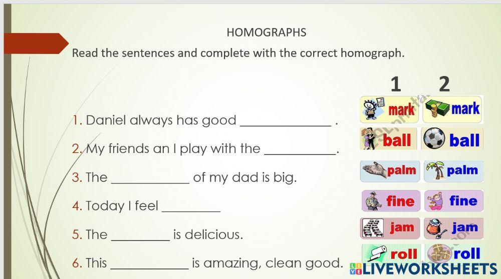 Homographs | Free Interactive Worksheets | 1556121