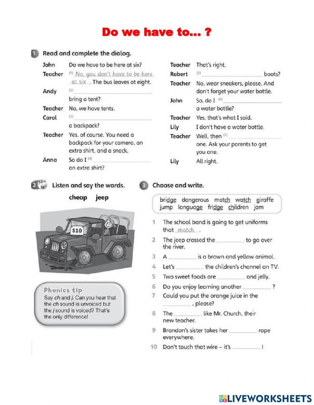 Have to activity for 5th elementary | Live Worksheets