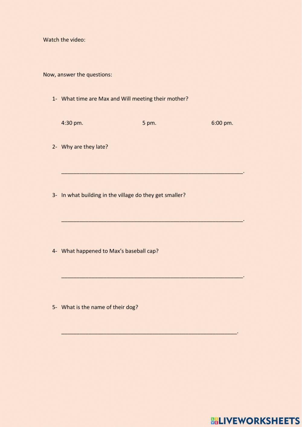 Max and Will's Adventure worksheet | Live Worksheets