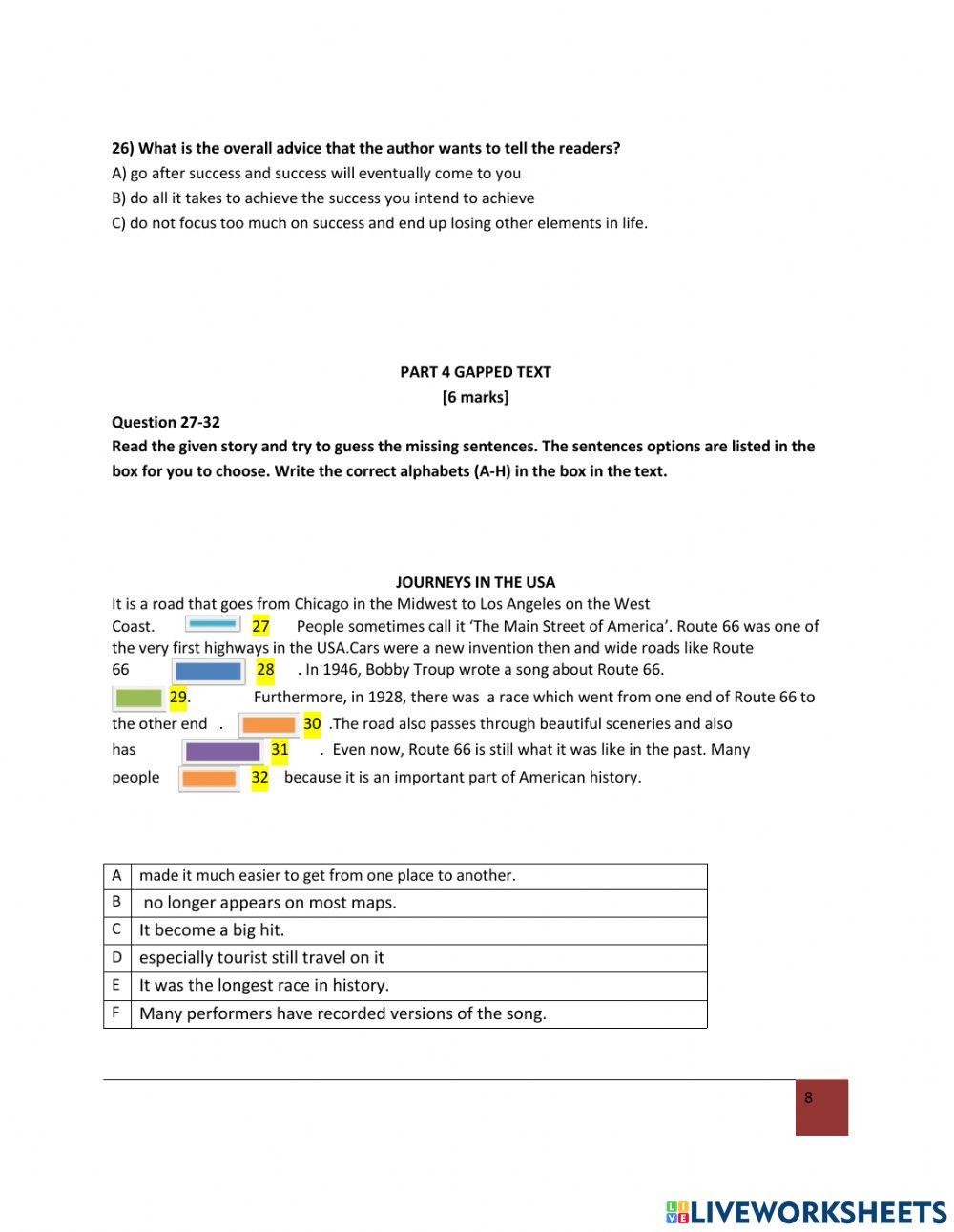 FORM 4 DIAGNOSTIC TEST 2 2021 online exercise for | Live Worksheets