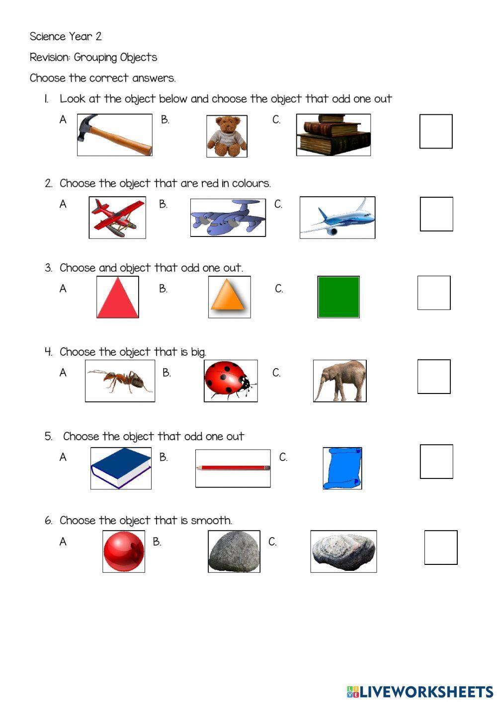 Grouping Objects | Free Interactive Worksheets | 1556833