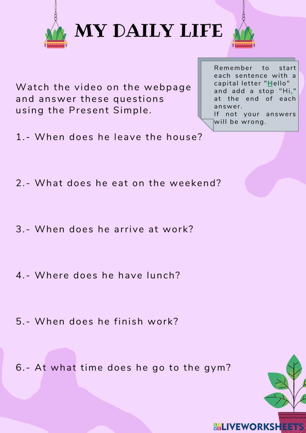 1559130 | My daily life (Present Simple) | Josefa