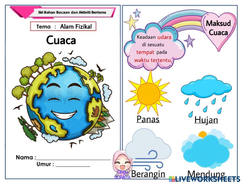 Cuaca activity for Tadika | Live Worksheets