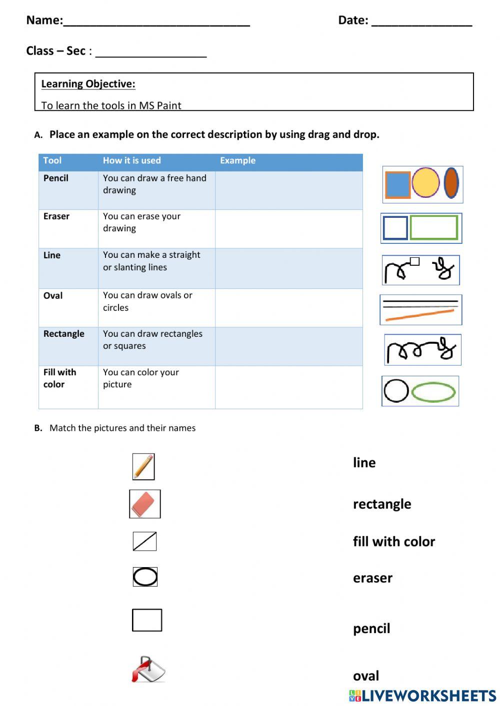 3453550 | Practice Worksheet On MS Paint ( Ch-6)