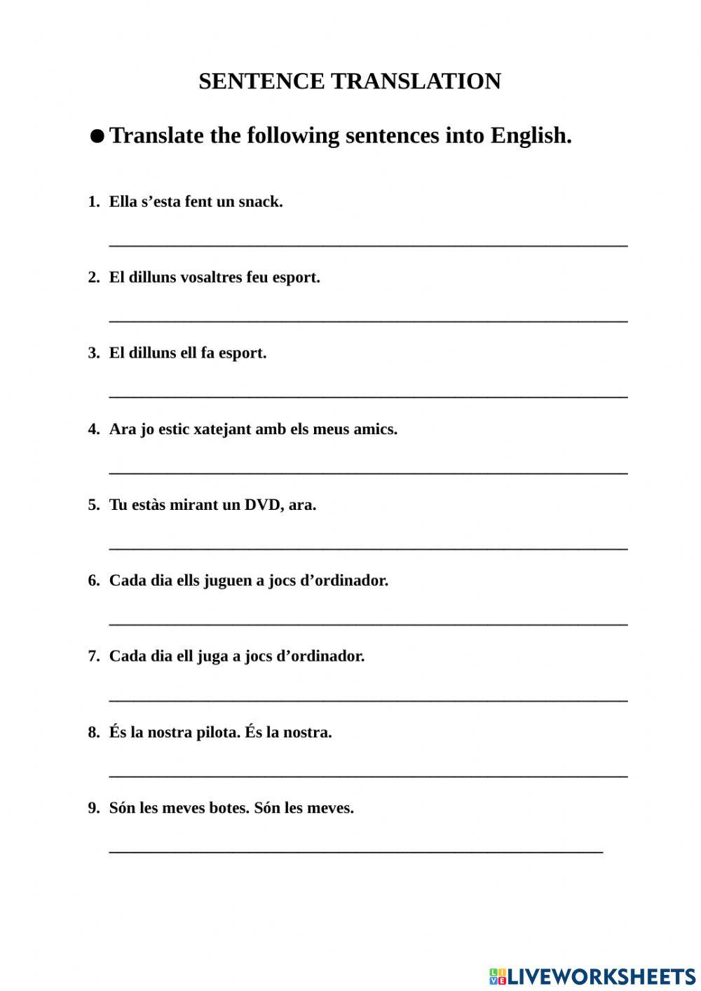 Sentence Translation Into Catalan Worksheet Live Worksheets sentence-translation-into-catalan-worksheet-live-worksheets