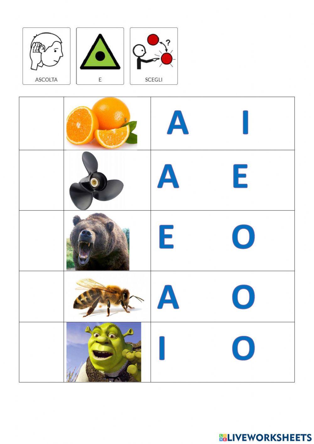 Vocali online exercise | Live Worksheets