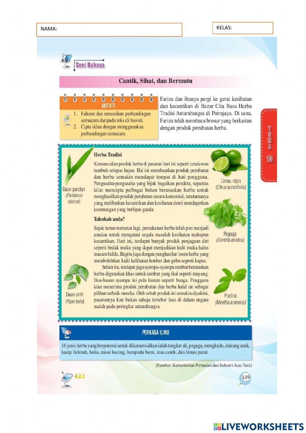 Perumpamaan interactive exercise for 13-14 | Live Worksheets