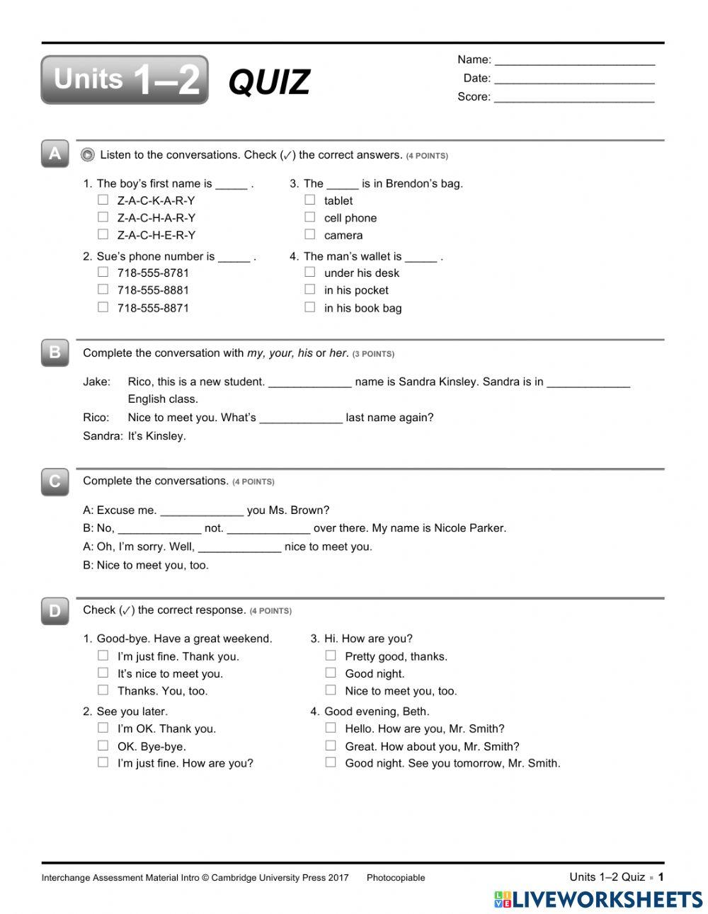 Interchange int… | Free Interactive Worksheets | 6753810