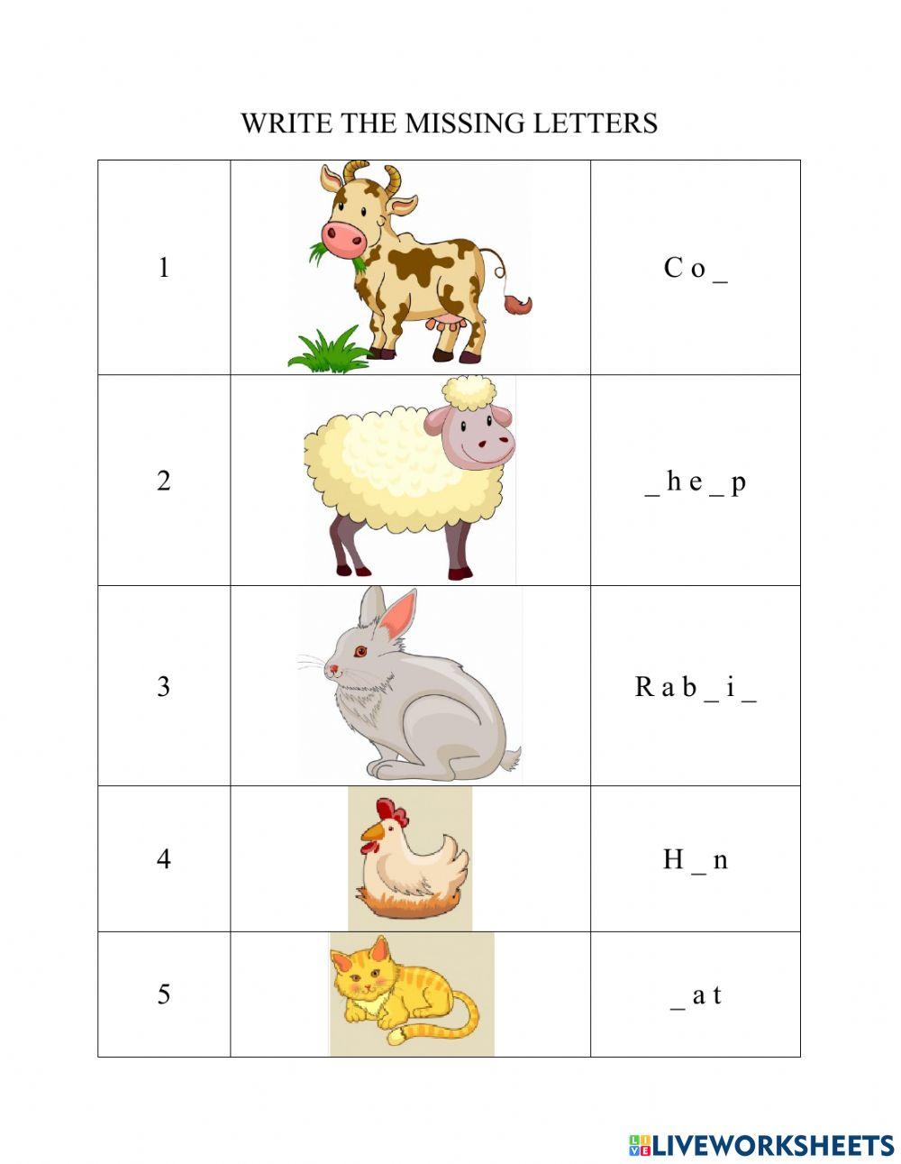 1559013 | Domestic animals missing letters