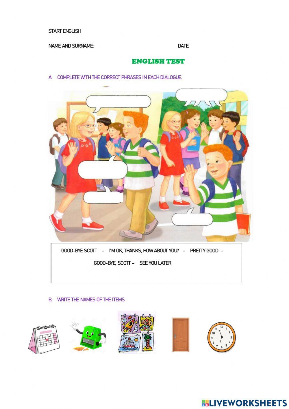 Test star kids interactive worksheet | Live Worksheets