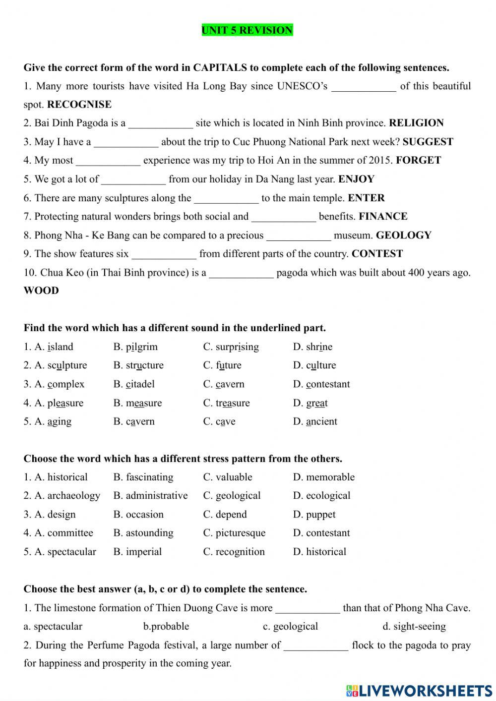 2237688 | E9 - Unit 5 Lesson 4 Revision | LINH Bo Khanh