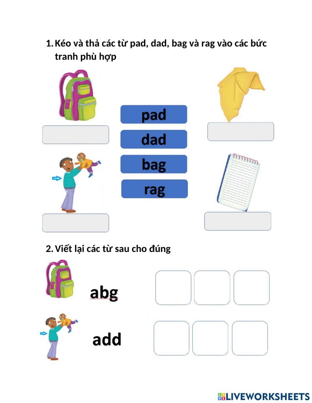 Ad, ag, family … | Free Interactive Worksheets | 1559317