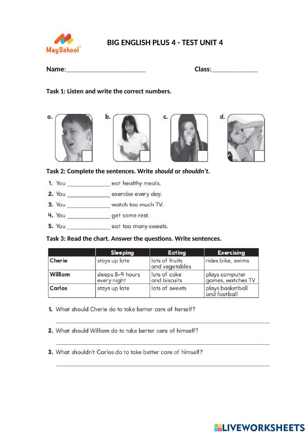 Big English Plus 4 Test Unit 4 Worksheet Live Worksheets Big English Plus 4 Test Unit 4 Worksheet Live Worksheets