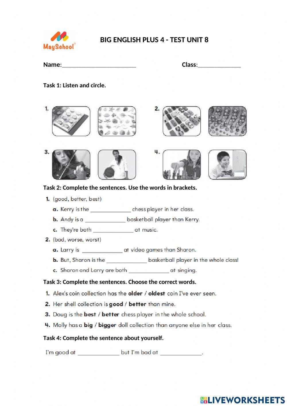 Big English Plus 4 Test Unit 8 Worksheet Live Worksheets Big English Plus 4 Test Unit 8 Worksheet Live Worksheets