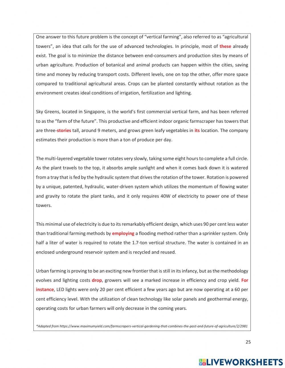 Unit 3 Reading 1 worksheet | Live Worksheets