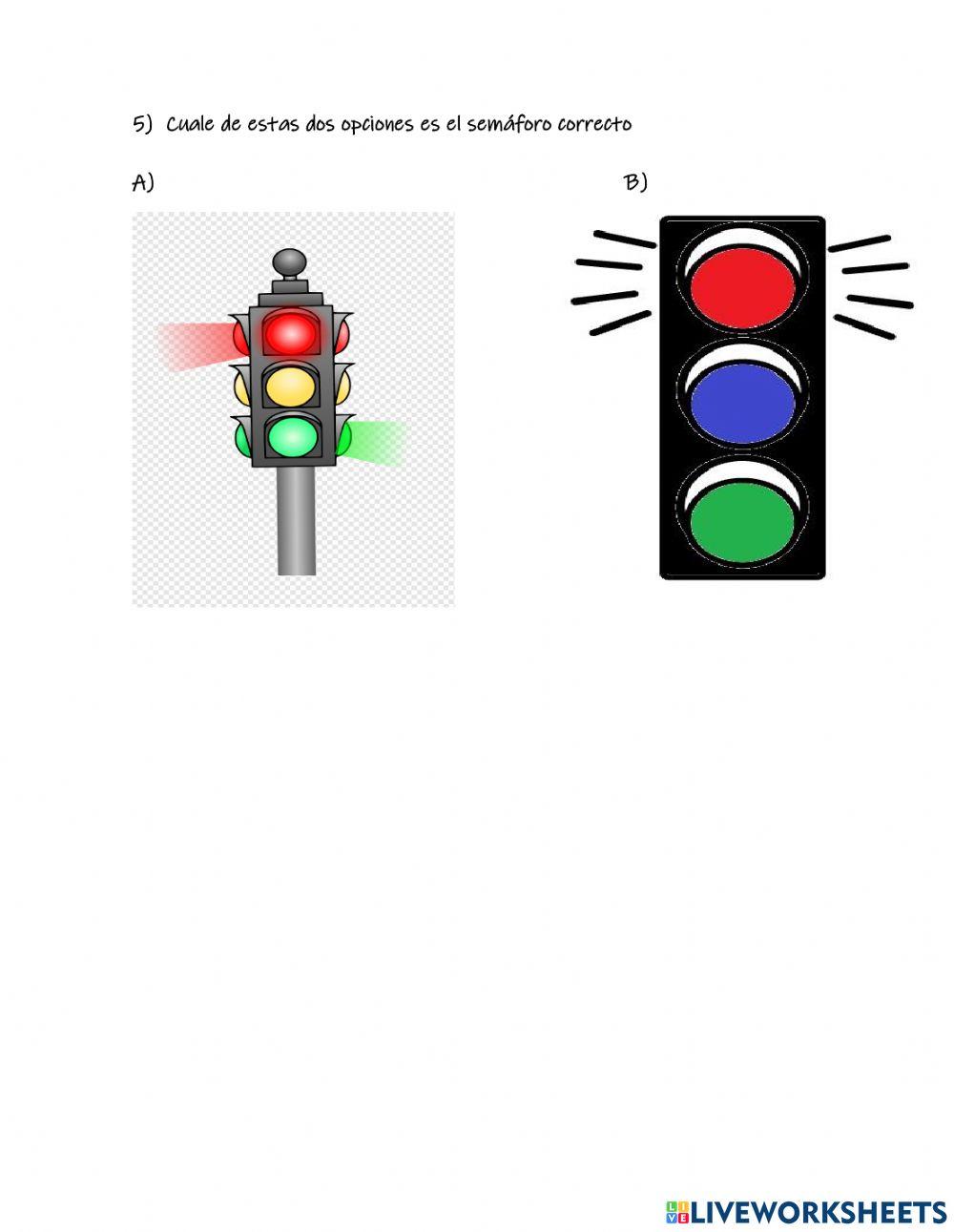 Color azul, y semáforo worksheet | Live Worksheets