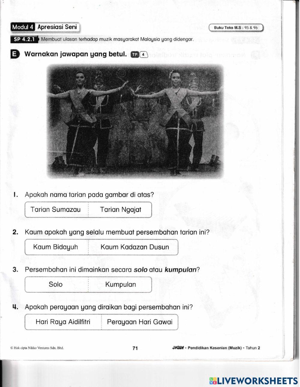 Tarian sumazau interactive worksheet | Live Worksheets