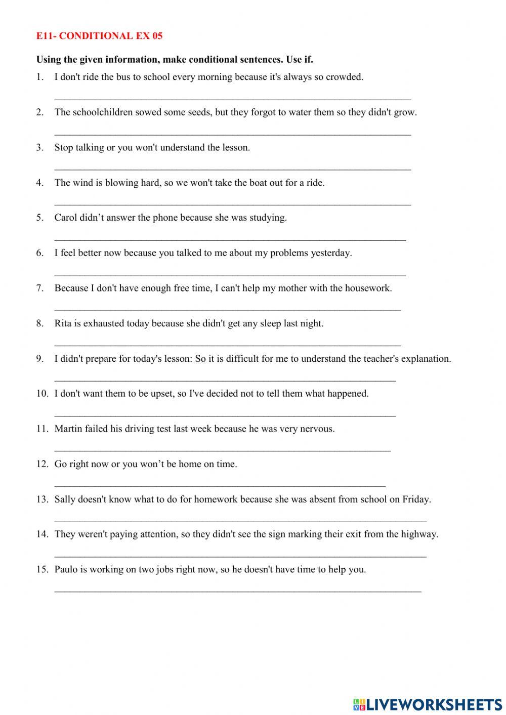 E11-unit 5-ex 5 worksheet | Live Worksheets