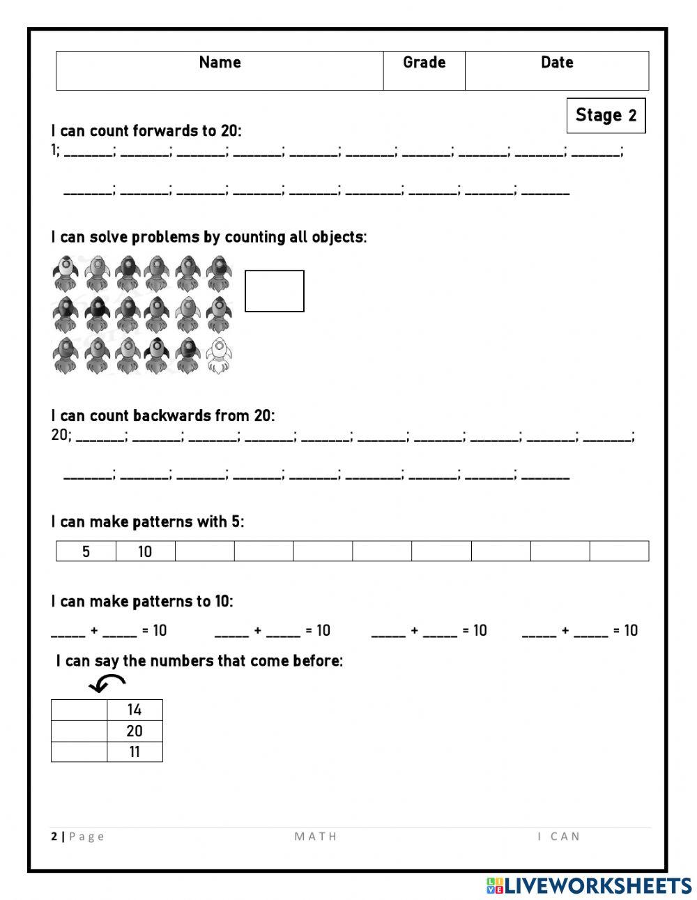 Math Baseline online exercise for | Live Worksheets