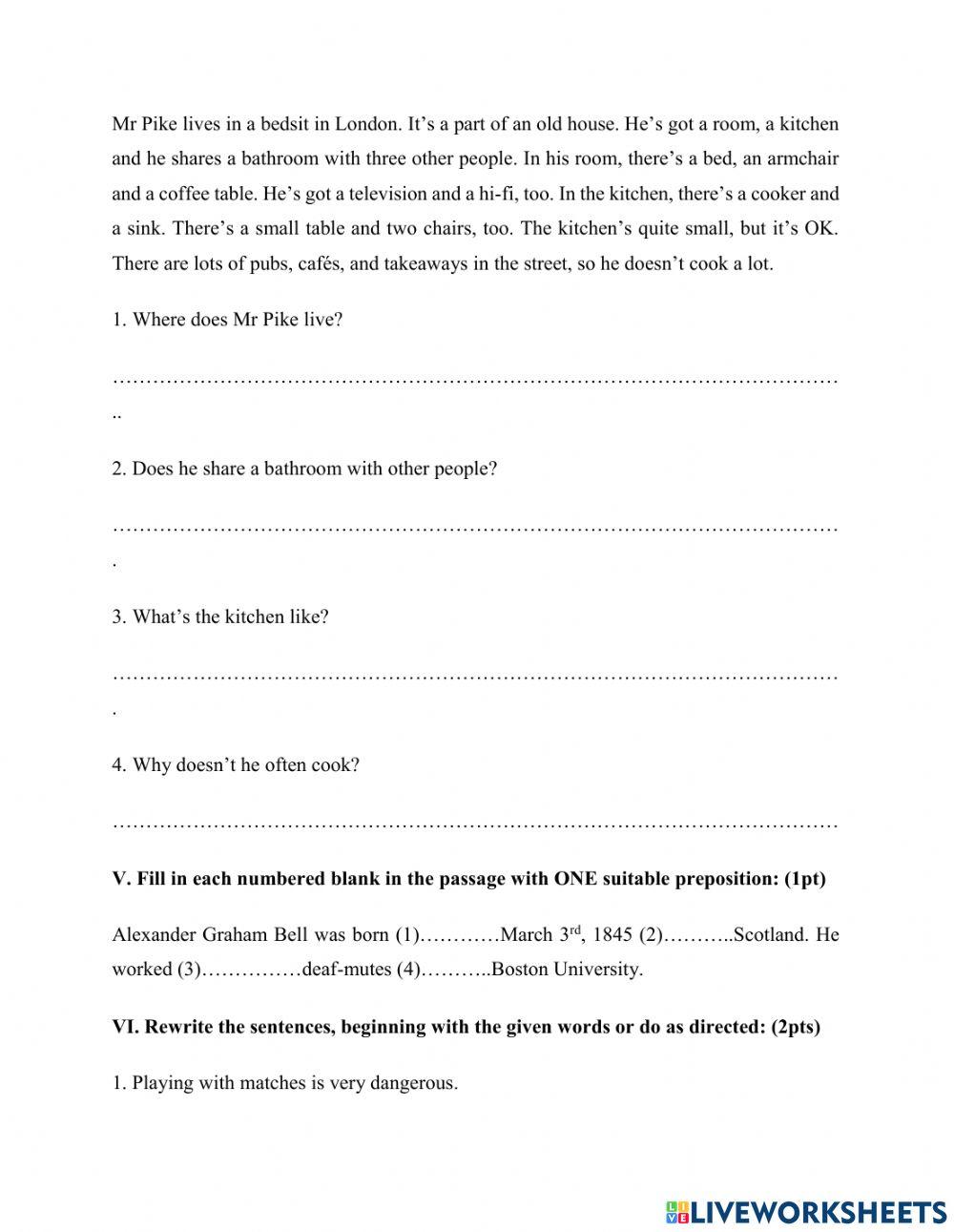 Grade 8 worksheet online activity | Live Worksheets
