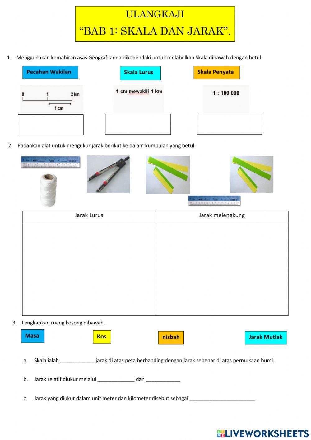 Bab 1: Skala dan Jarak interactive worksheet | Live Worksheets
