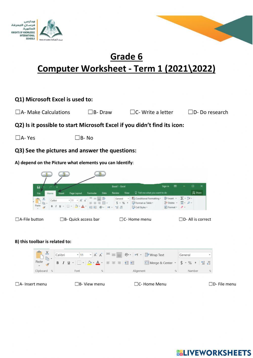Grade6-Worksheet2 worksheet | Live Worksheets