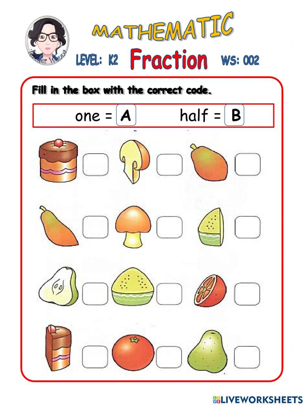 Fraction online exercise for K2 | Live Worksheets
