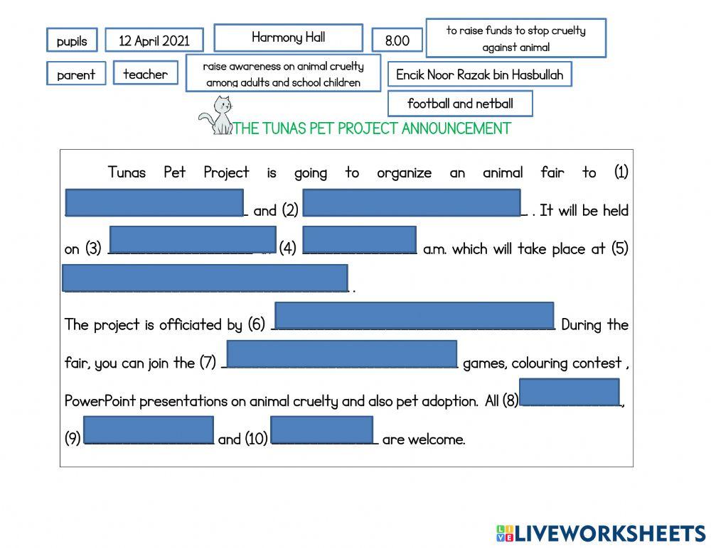 English Year 6 online activity for 6 | Live Worksheets