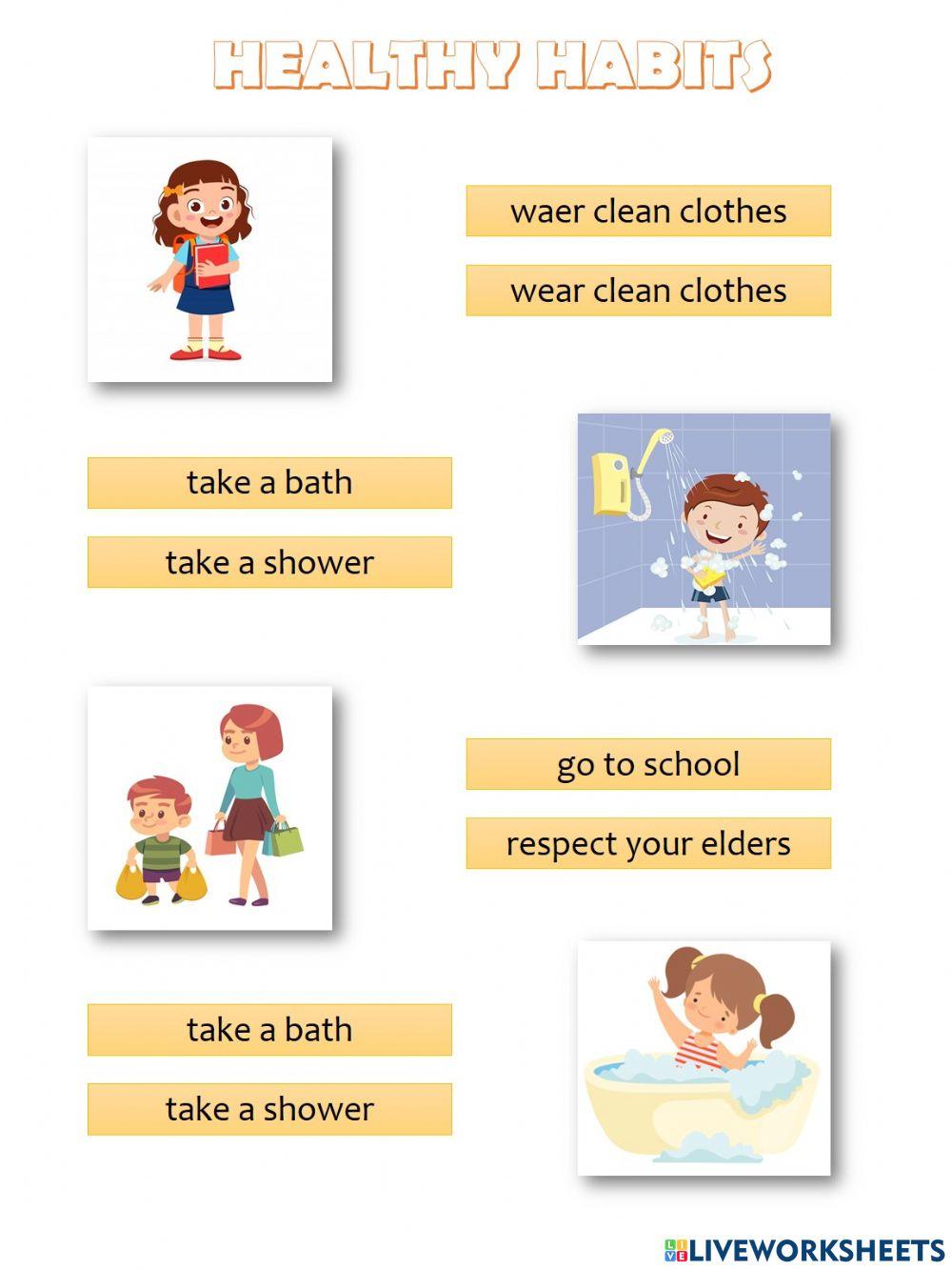 Healthy Habits Interactive Worksheet For Live Worksheets, 55% OFF