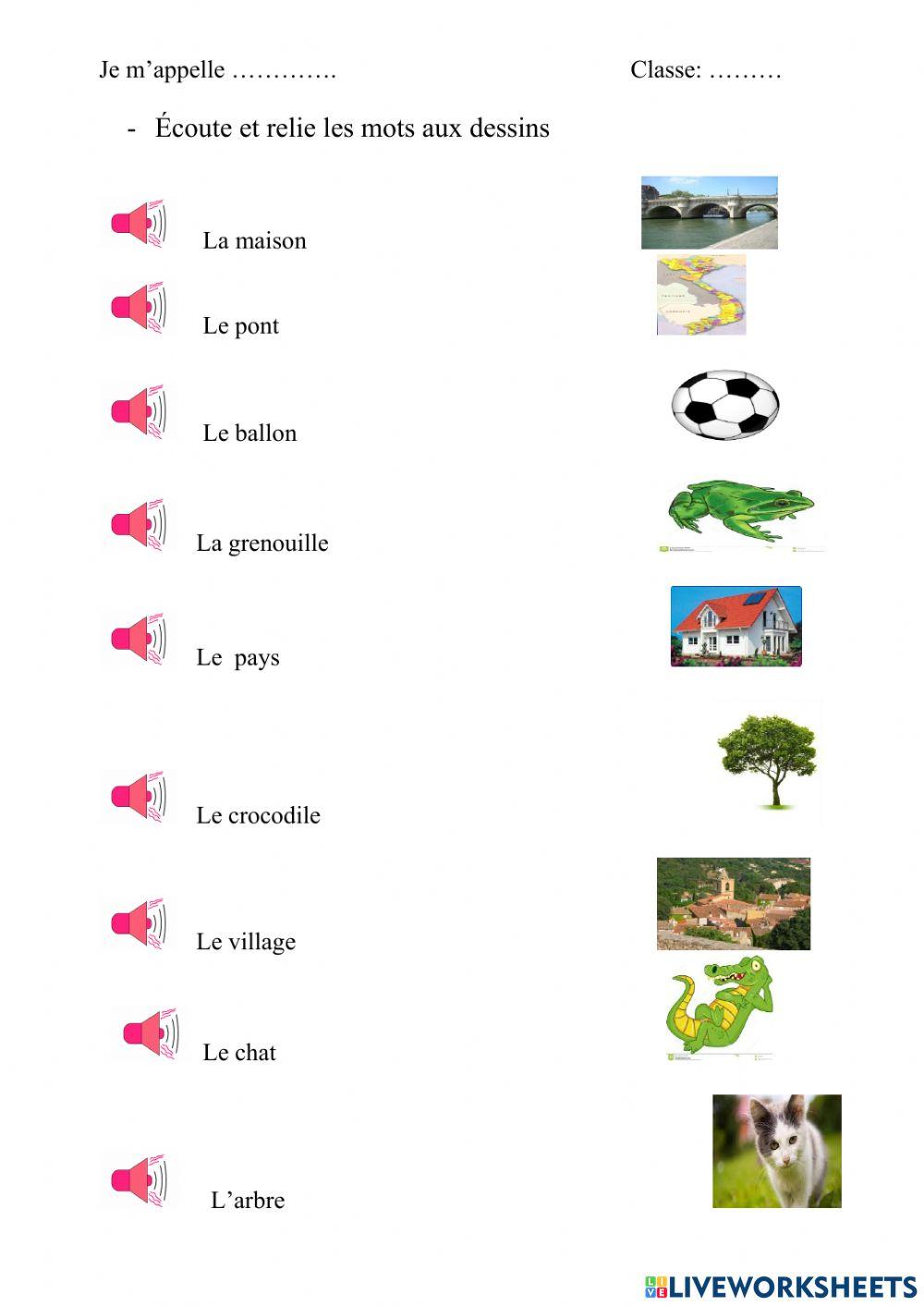 Vocabulaire-A1 interactive worksheet | Live Worksheets