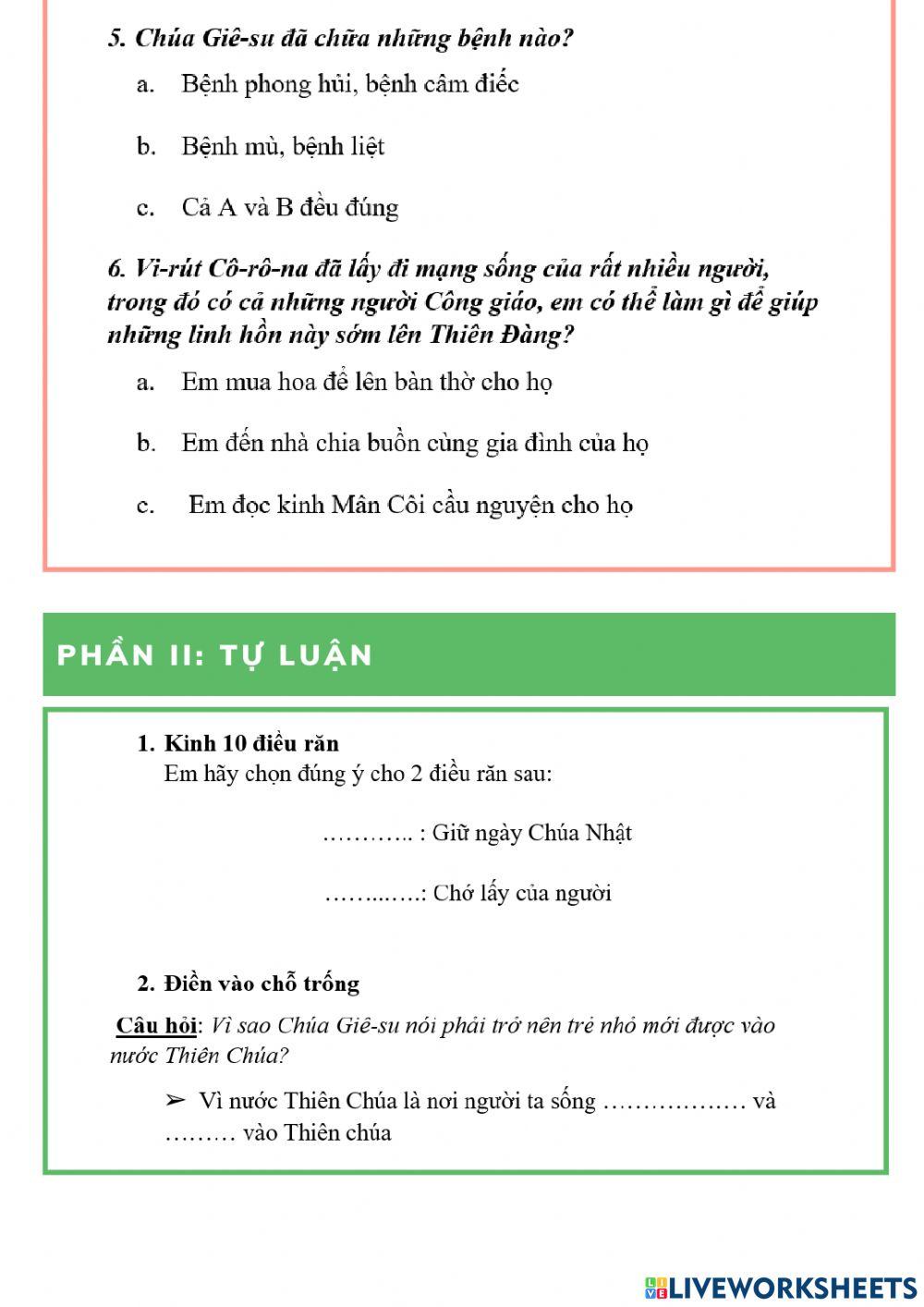 Đề KT 15' RL1 worksheet | Live Worksheets