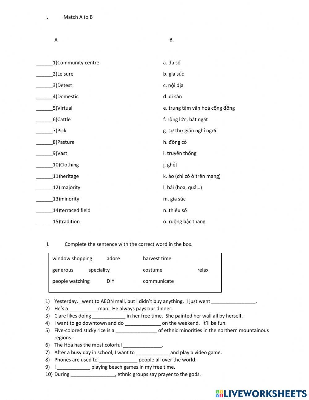 English 8 Unit Review worksheet | Live Worksheets