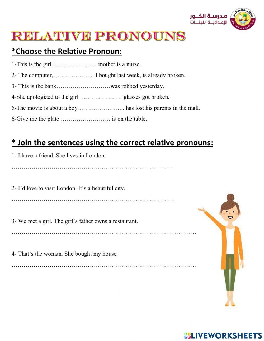 Relative Pronouns online exercise for 8 | Live Worksheets