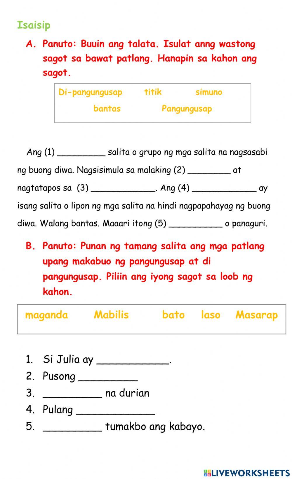 Ayos Ng Pangungusap Interactive Worksheet Live Worksheets, 47% OFF