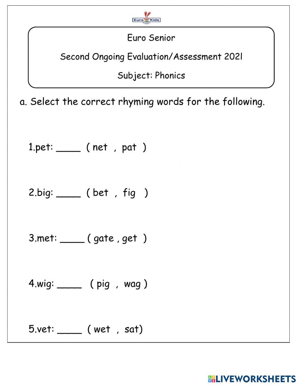 Phonics | Free Interactive Worksheets | 1562585